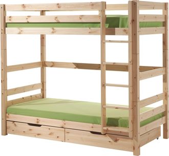 Vipack PICOOLLA10 Etagen-Hochbett Pino, Maße 210 x 182 x 105 cm, Liegefläche 90 x 200 cm, Kiefer massiv Natur lackiert