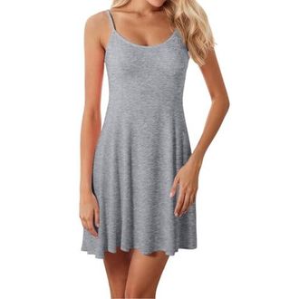 Generic Robe de nuit d&eacute;t&eacute; pour femme avec bonnet de poitrine - Grande taille, gris, XXL