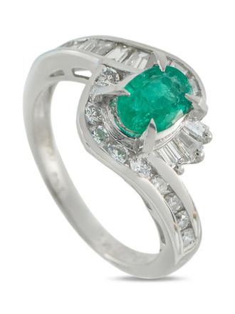 Luxury Bazaar Platinring mit Smaragd und Diamant - Silber