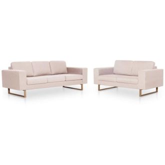 vidaXL Vidaxl - 2-tlg. Sofagarnitur Stoff Cremeweiß