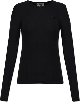 Ganni Femme, Tops, Noir, Taille: 42 FR Top &agrave; manches longues