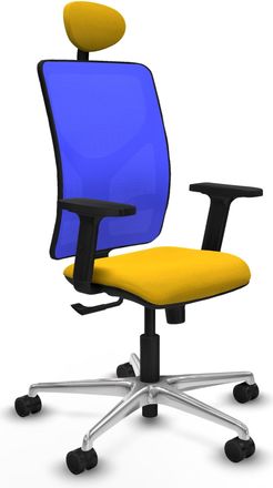 Piqueras y Crespo Drehstuhl mit Armlehnen, h&ouml;henverstellbare Lendenwirbelst&uuml;tze und festes Kopfteil, ausgestattet mit 3 Positionen und Schneidschaum, Blau/Gelb