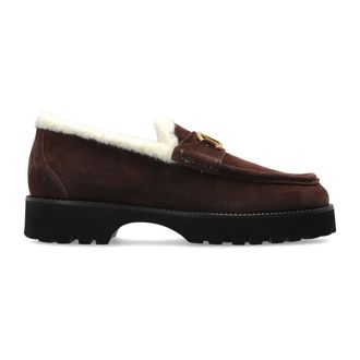 Valentino Garavani Femme, Chaussures, Brun, Taille: 39 1/2 EU Mocassins en daim VLogo Signature
