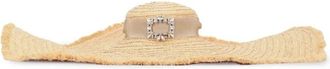 Roger Vivier unisex, Accessoires, Beige, Taille: S Chapeau Broche Extra Rafia