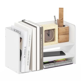 Furinno Hermite Aufbewahrungs-Organizer aus Holz f&uuml;r Schreibtisch-B&uuml;cher und Heim-B&uuml;robedarf, Wei&szlig;