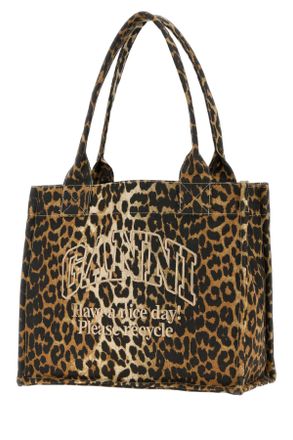 Ganni Womens Easy Tote Brown Fabric