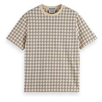 Scotch & Soda Herren Regular Fit Mini All Over Print T-Shirt, Parchment Geo Flower 7453, XL EU