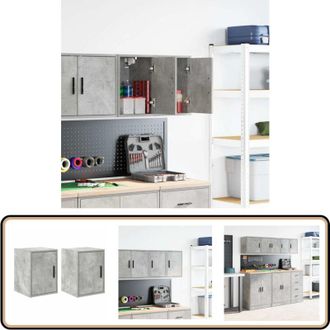 vidaXL vidaXL Garagen-Wandschr&auml;nke 2 Stk. Betongrau Holzwerkstoff