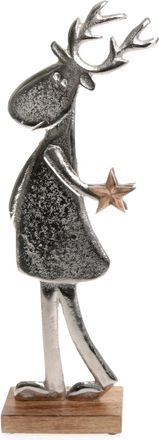 dio Only for You Rentier mit Stern | Aluminium auf Holz | Dekofigur Metallfigur Figur | 30 cm