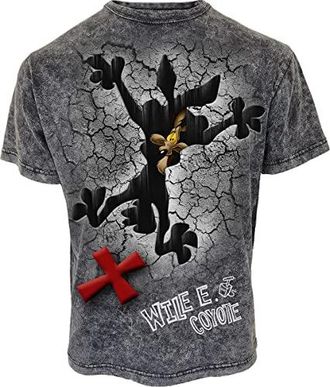Spiral Looney Tunes - Wile E.Coyote - Missed The Spot - T-Shirt délavé à lacide, Noir, XXL