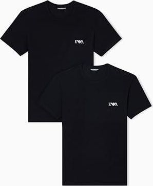 Emporio Armani Bold Monogram 2-Pack Lot de 2 t-Shirts &agrave; col Rond, Noir/Noir, XXL Homme