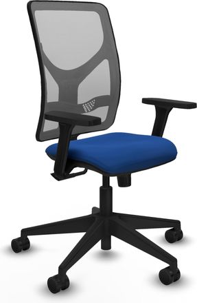 Piqueras y Crespo Rollstuhl f&uuml;r den Schreibtisch mit 3D-Armen, h&ouml;henverstellbare Lendenwirbelst&uuml;tze, ausgestattet mit 3 Positionen und Schneidschaum, Grau/Blau