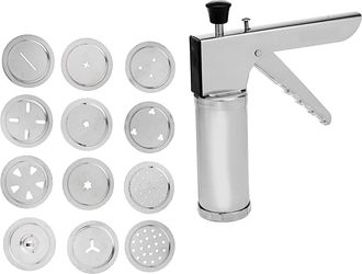 Generic Namkeen Maker Griffpresse aus Edelstahl mit 15 verschiedenen Sieben f&uuml;r Namkeen, Bhujia, Snacks, Chakli, Nudeln, Idiyapam, Gathiya und herzhaft, 1 St&uuml;