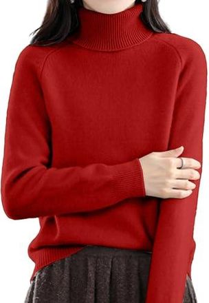 Generic Pull en cachemire surdimensionn&eacute; &agrave; col roul&eacute; pour femme - Haut &agrave; manches longues - Pull l&eacute;ger pour femme - Couleur unie - Doux - Pull uni - Automne et