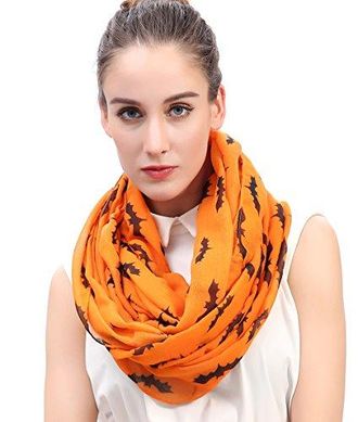 Lina & Lily &Eacute;charpe Foulard Tube Femme &agrave; Motif Chauve Souris Halloween (Orange)