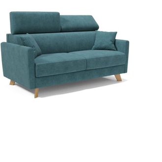 Divani.Store Francy Schlafsofa mit verstellbaren Kopfst&uuml;tzen aus abwaschbarem Stoff T17 200 cm (mat. 160x197) Gr&uuml;n