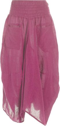 vishes Kn&ouml;chel-Langer Luftiger Damen Sommer-Rock Einfarbig Sommerr&ouml;cke rosa 34-38