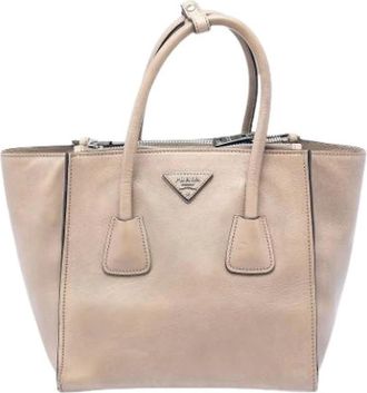 Prada Sacoche Pre-owned &agrave; double poche - Femme - Pre-owned - Beige - Taille: ONE Size