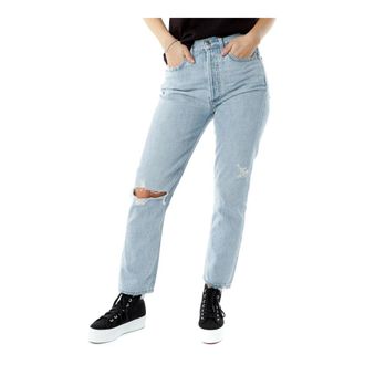 A Gold E Riley Crop Straight Fit Highwaist Jeans - - Jeans - Damen - Blau - W26