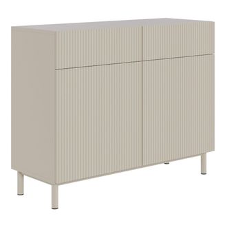 Selsey Selsey Veldio New - Credenza A 2 Ante Con Frontale A Doghe E 2 Cassetti, Greige, 100 Cm