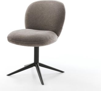 DELIFE Drehstuhl Nube-Flex Strukturstoff Soft Taupe Fu&szlig;kreuz Schwarz 360&deg; drehbar Wippfunktion Taschenfederkern, Esszimmerst&uuml;hle