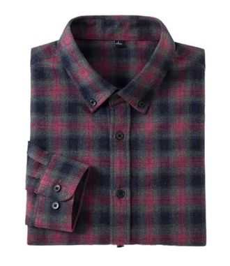 Generic Chemise &agrave; carreaux en coton bross&eacute; for hommes, chemise en flanelle &agrave; manches longues for lautomne et le printemps, chaude et d&eacute;contract&eacute;e, boutonn&eacute;e(R