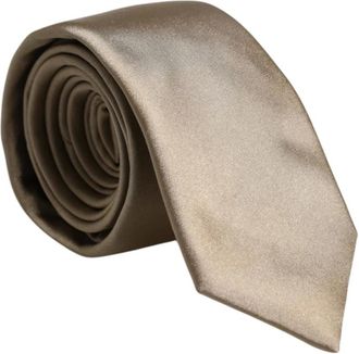 Dolce & Gabbana Homme, Accessoires, Beige, Taille: ONE Size Cravate Beige en Soie Ajustable