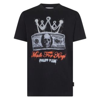 Philipp Plein Homme, Tops, Noir, Taille: 4XL T-shirt Col Rond Manches Courtes