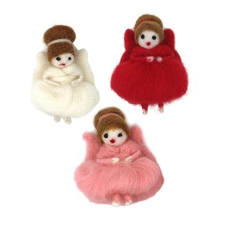 DOITOOL 3 Stück Handgefertigte Wollfilz Engel Puppen Anhänger Niedliche Mädchen Figuren Langlebige DIY Dekoration Schlüsselanhänger und Wohnaccessoire Weiß Ro