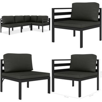 vidaXL 4-tlg. Garten-Lounge-Set mit Kissen Aluminium Anthrazit - Gartensorgsessel - Loungesessel - Aluminium M&ouml;bel - Outdoor Furniture - Rattan Sessel