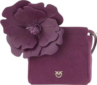 Pinko Wildleder-Beuteltasche mit Nappa-Lederblume - - Bags - Damen - Lila - ONE SIZE