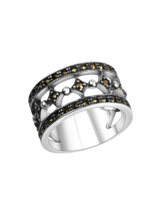 Zeeme Gemstones Ring Silber 925 oxidiert mit 40x Markasit