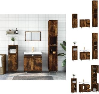 vidaXL Vidaxl - Badezimmermöbel-Sets - Living 3-tlg. Badmöbel-Set Räuchereiche Holzwerkstoff - Braun