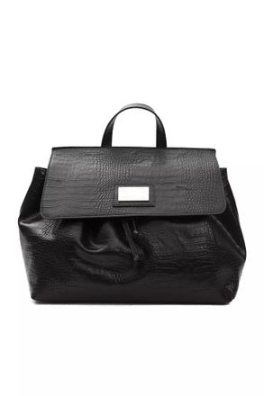 Pompei Donatella Schwarze Leder Damen Schultertasche