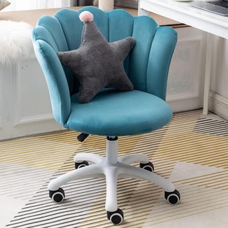 Generic Samt-Schreibtischstuhl Mit Muschelr&uuml;cken - Verstellbarer Drehstuhl for Das Heimb&uuml;ro Oder Den Schminktisch(/Blue a)