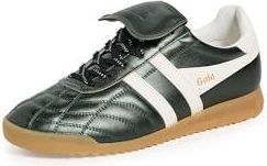Gola Stadium 86 Baskets en cuir avec tige matelass&eacute;e et semelle en gomme, Vert bouteille blanc cass&eacute;, 40 EU