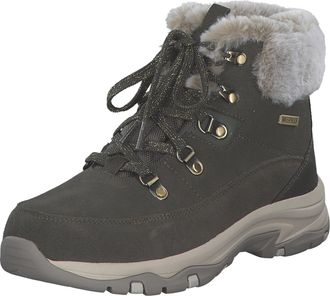 Skechers Damen Trego Snow Worries Stiefelette, Olive Suede/Duraleather/Faux Fur, 41 EU
