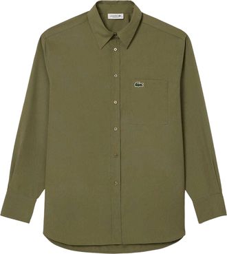 Lacoste Hemd f&uuml;r Damen, Baumwoll-Popelin, &Uuml;bergro&szlig; (Khakigr&uuml;n)