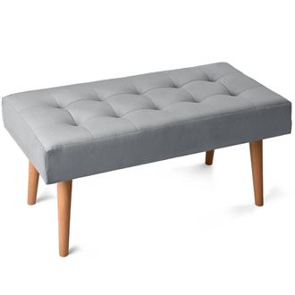 MG Design Polsterbank 45 &times; 90 cm in Grau - stabiles Holzgestell, weich gepolstert, samtig-weiche Oberfl&auml;che mit dezentem Schimmer, pflegeleicht - f&uuml;r Wohnzimmer