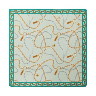 Le Parmentier Gr&uuml;nes Seidentuch mit Kette & Perlen - - Accessories - Damen - Gr&uuml;n - ONE SIZE