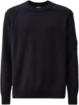 C.P. Company C.p. Company, Homme, Pulls, Noir, Taille: M Maille en Laine dAgneau Col Rond