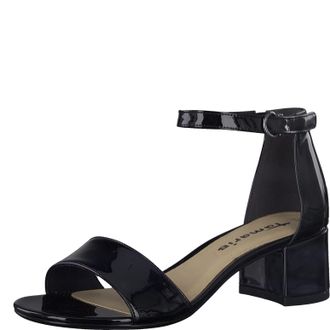 Tamaris Damen Riemchensandalen, Frauen Sandalen,Comfort Lining,Freizeitschuhe,offene Schuhe,Sandaletten,Sommersandalen,Black PATENT,37 EU