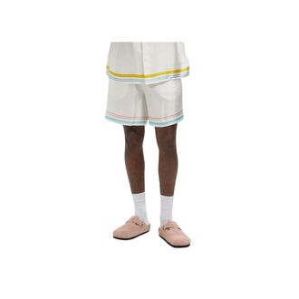 Casablanca Homme, Shorts, Blanc, Taille: S Dance Joy Silk Twill Shorts