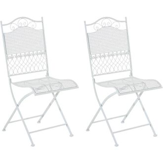 Clp Lot de 2 chaises de jardin pliables Kiran en fer Blanc