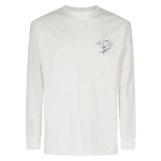 Dr&ocirc;le de Monsieur Esquisse Slogan Langarm-T-Shirt - - Tops - Herren - Wei&szlig; - L