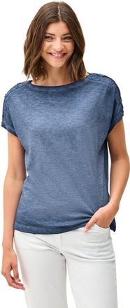 Cecil Damen 3226142 T-Shirt mit Knopfdetail, Urban Navy Blue, XS
