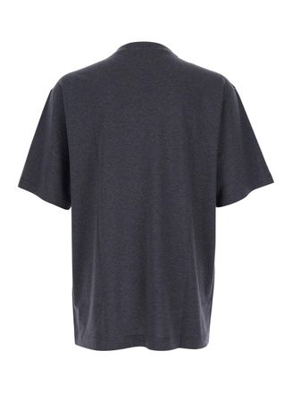 Dolce & Gabbana Mens Grey Crewneck T-Shirt With Logo Print Cotton T-Shirts And Polos