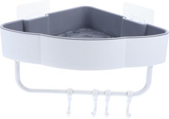 Aboofan Multifunktionaler Bohrfreier Bad eckablage mit Haken Robustes Platzsparendes Badezimmer Aufbewahrungsregal für Waschcreme Handtuch und Zahnbürste Wand