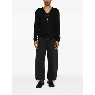Isabel Benenato Cotton V-Neck Cardigan - Black