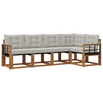 vidaXL Set Di Divani Da Esterno 5 Pz Grigio Naturale E Chiaro Vidaxl